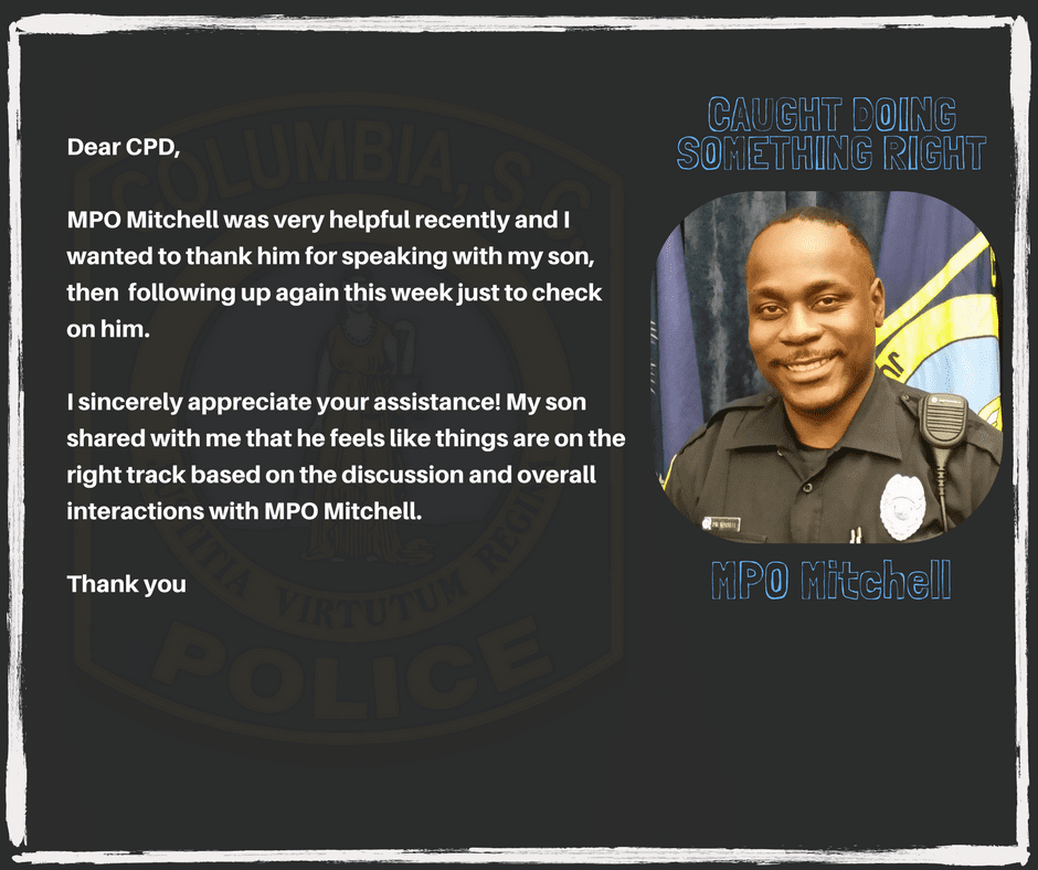 Caught doing something right (1) – City of Columbia Police Department