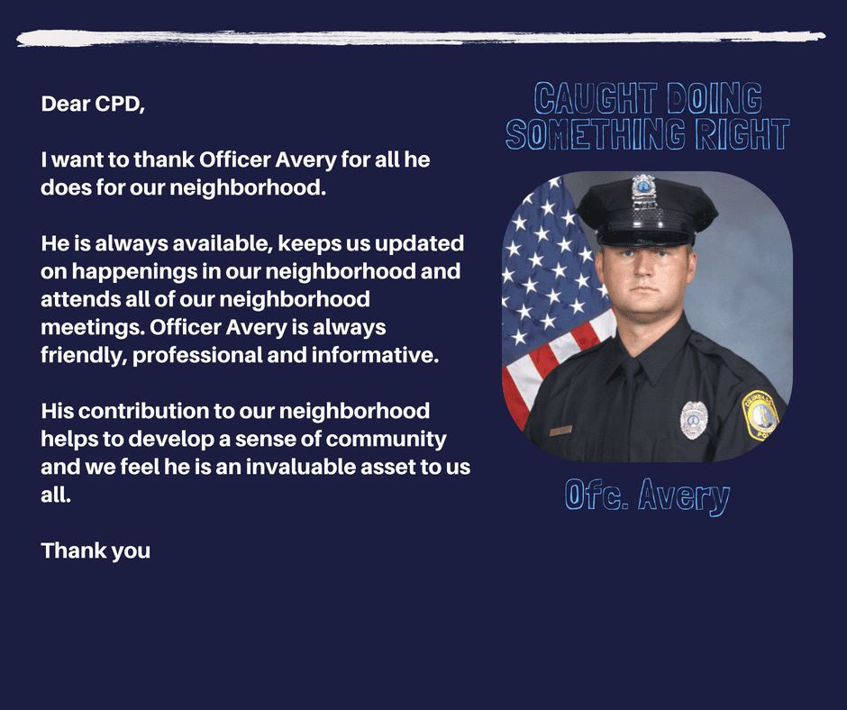 Caught doing something right – City of Columbia Police Department