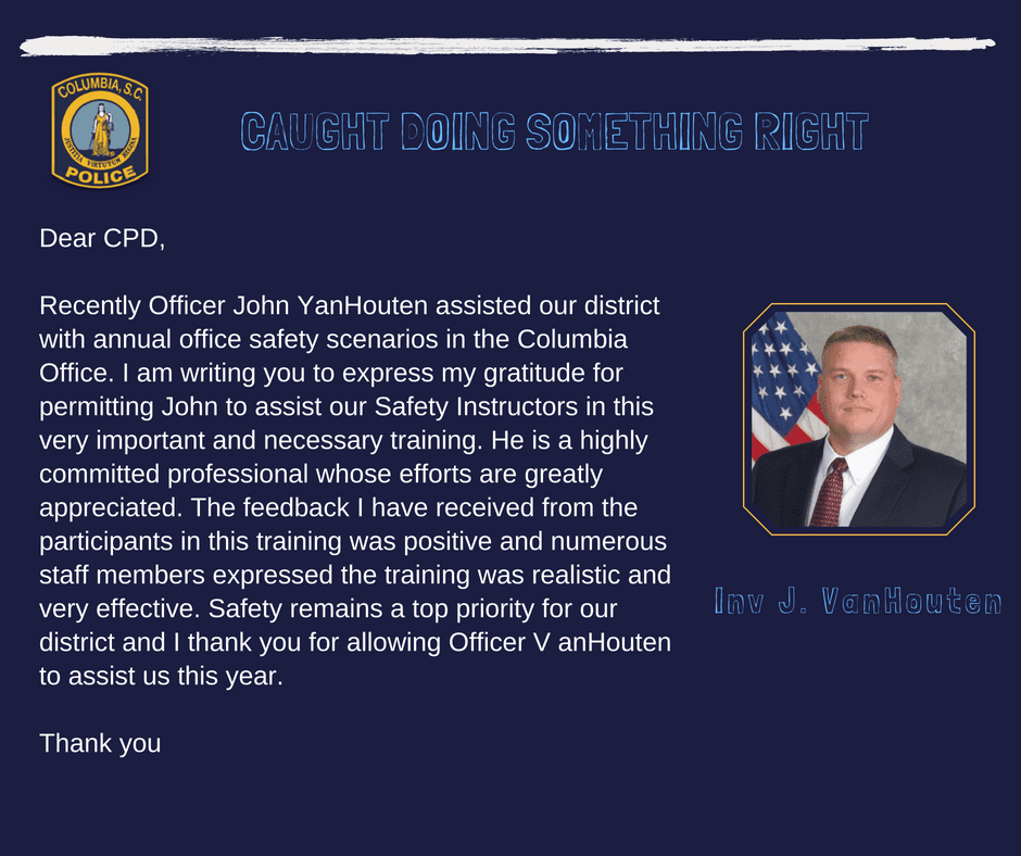 Caught doing something right – City of Columbia Police Department